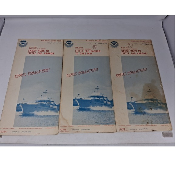 Art | Vintage Noaa Nautical Charts New Jersey Intracoastal Waterway ...